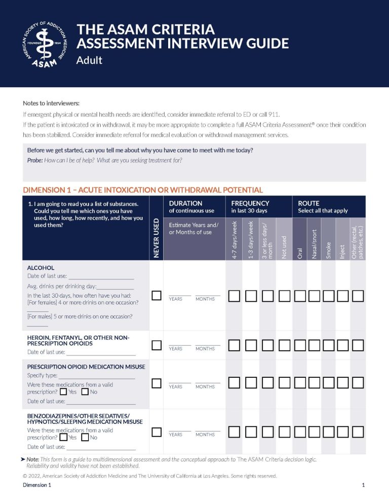 ASAM Assesment Tool